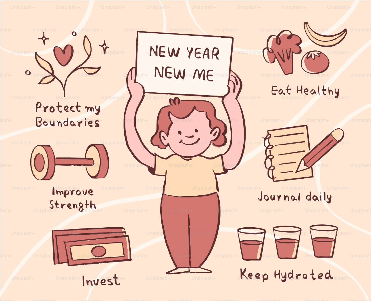 Calendar page for new year's january with goals. vector – Flowers Image ...