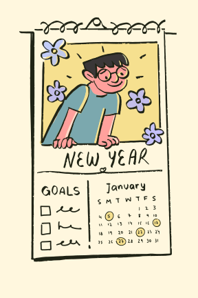 Calendar page for new year's january with goals. vector – Flowers Image ...