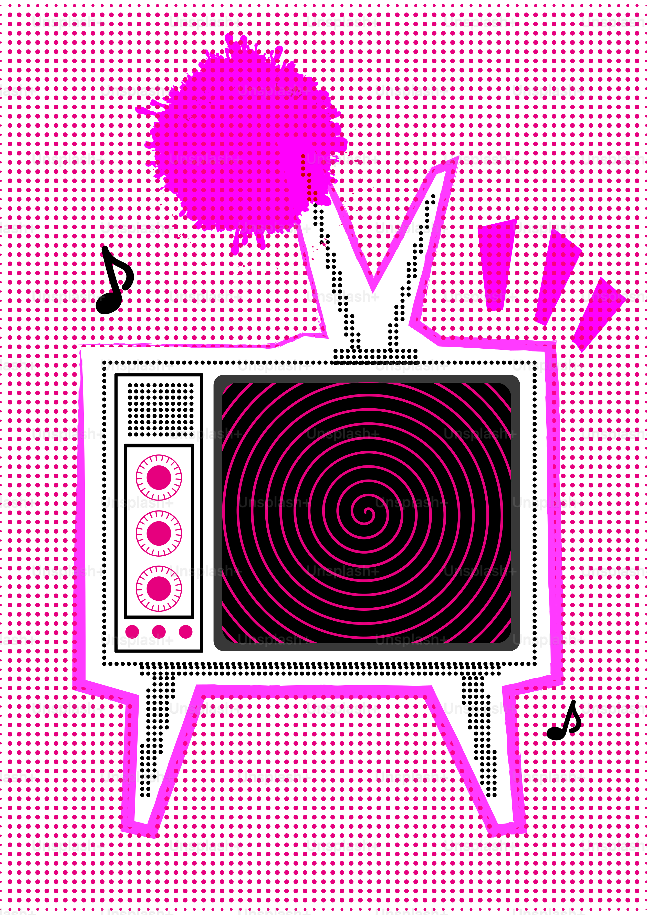 Retro television with a hypnotic spiral screen vector – Pink Image on ...