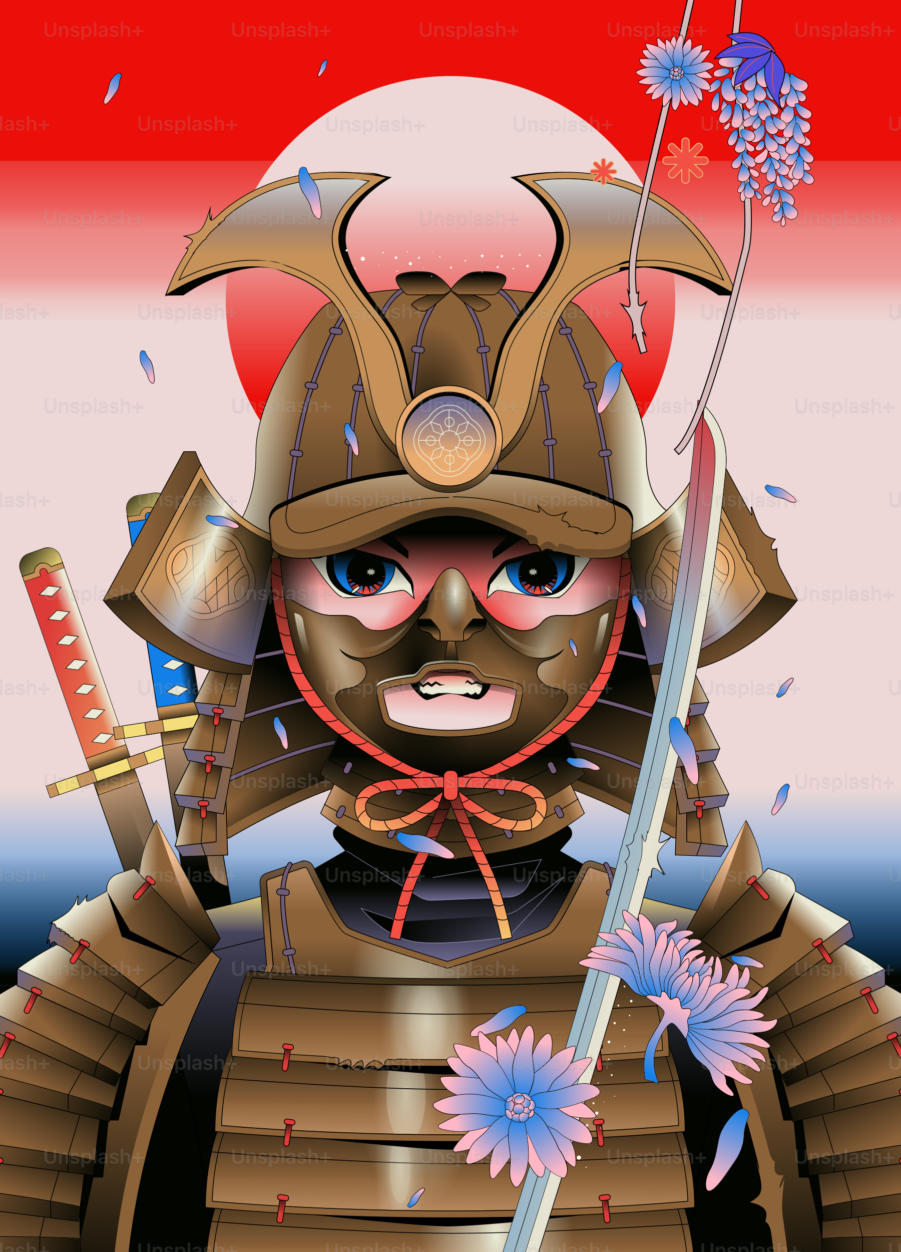 Red vase with flowers, peaches, and lantern vector – Wallpaper Image on ...