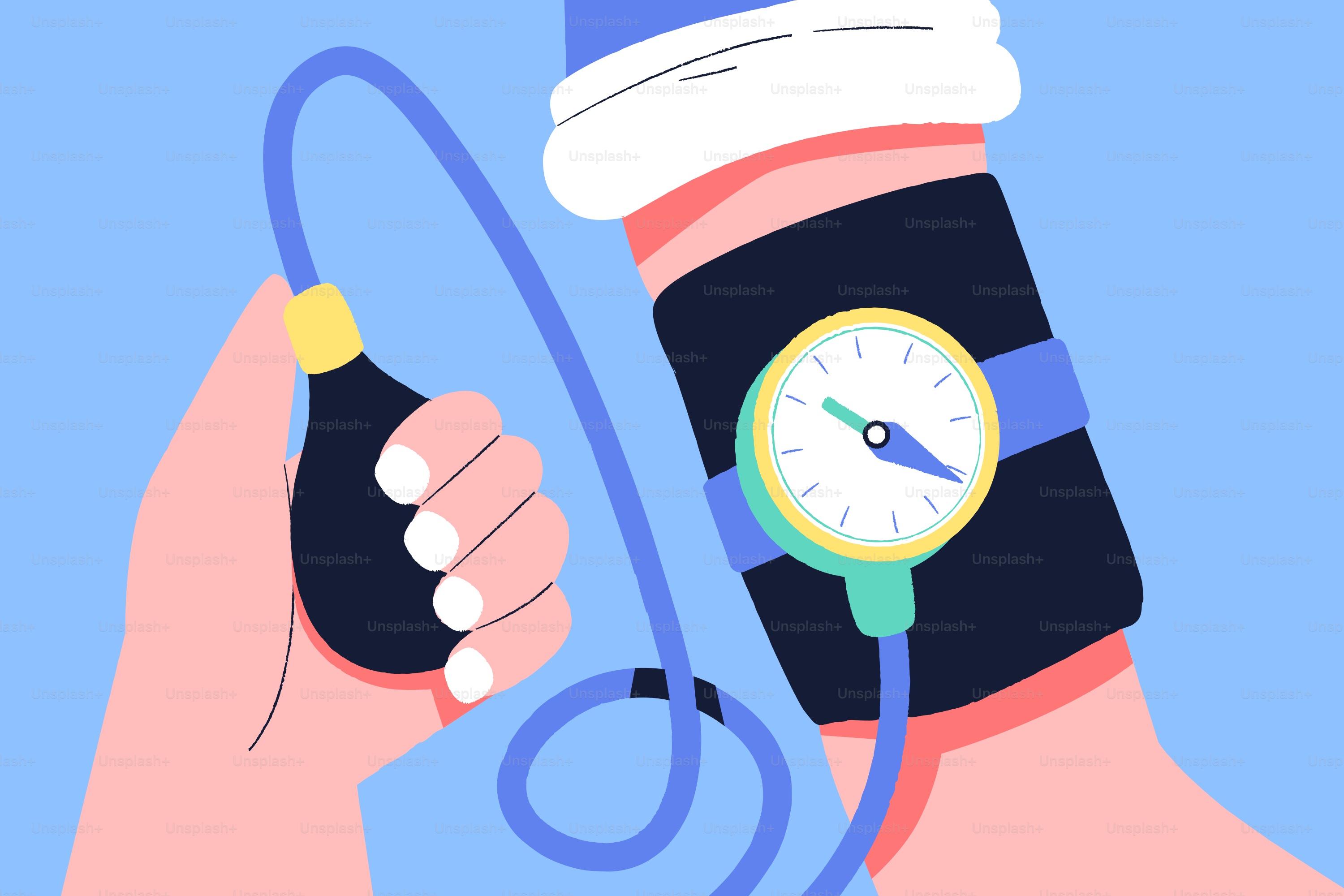 Doctor checks heart with stethoscope, stethoscope, medical symbols ...