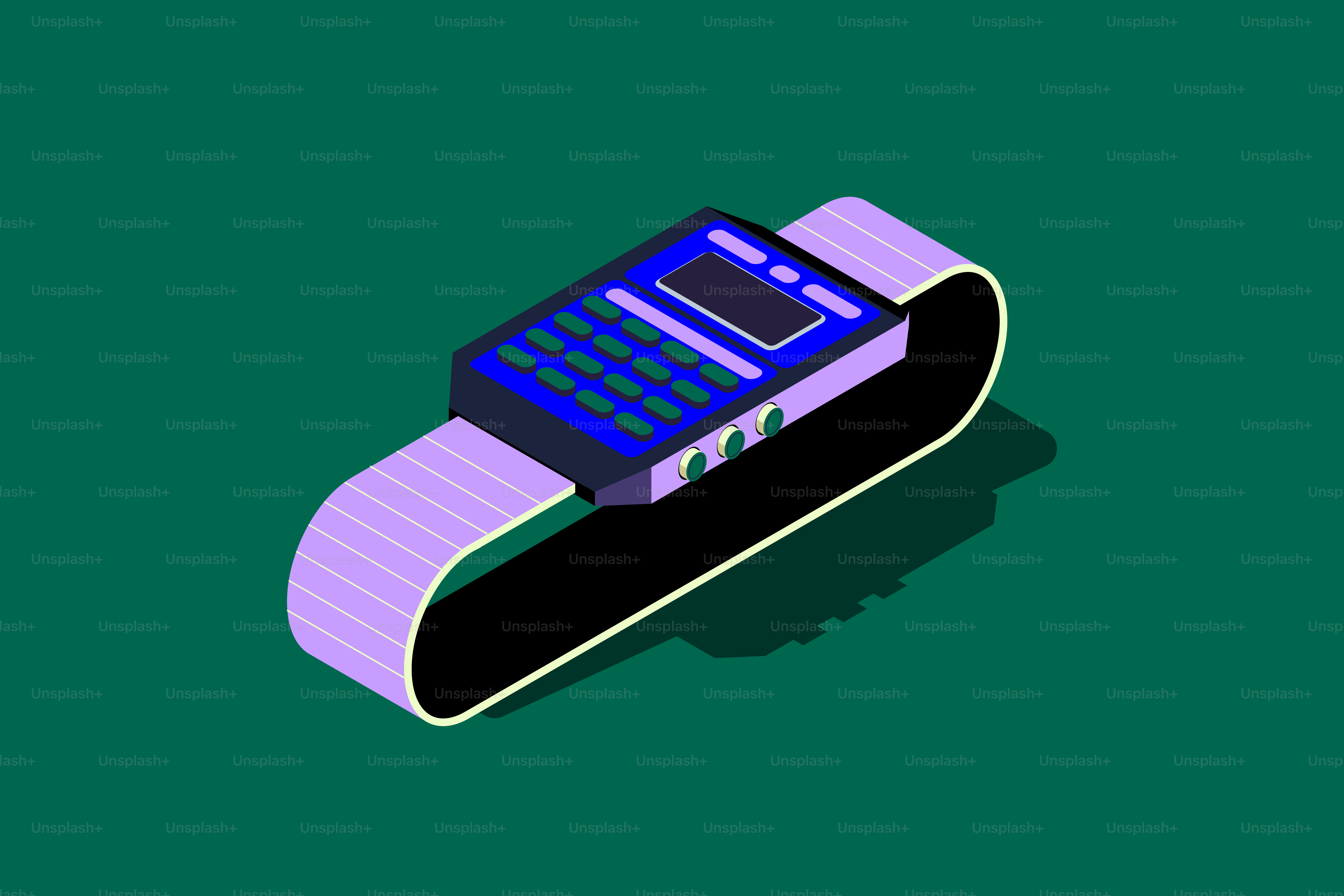 Retro digital calculator watch on purple band vector – Technology Image ...