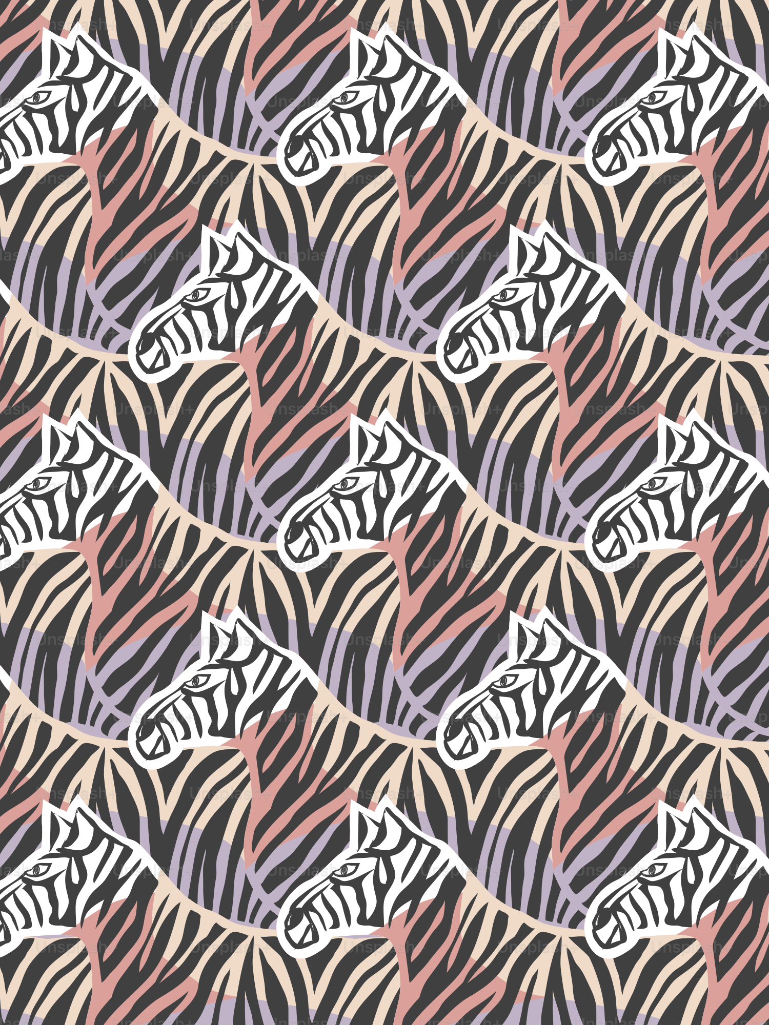 Repeating pattern of zebra heads and stripes vector – Wallpaper Image ...