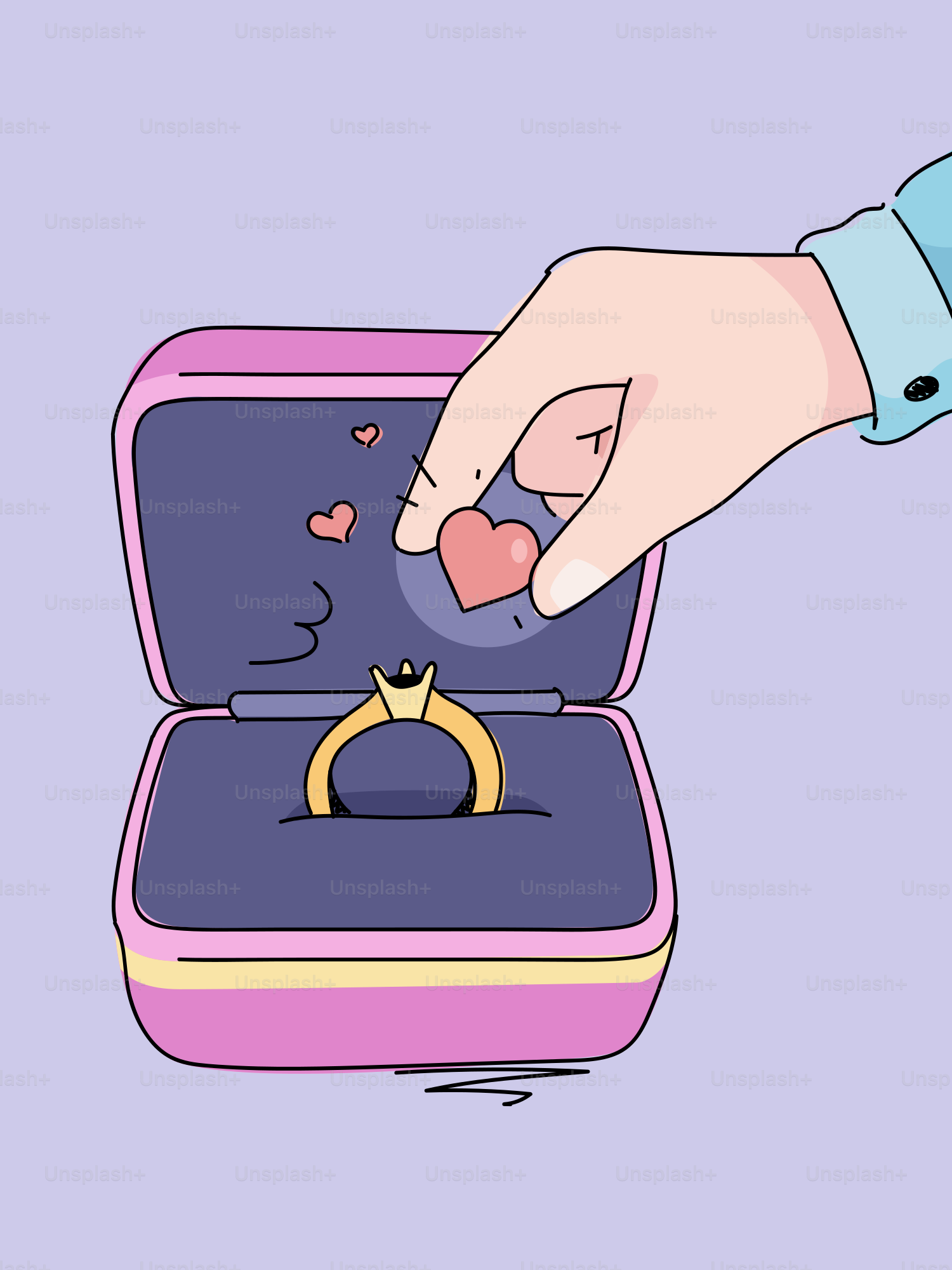 Hand placing heart over engagement ring in box vector – Love Image on ...