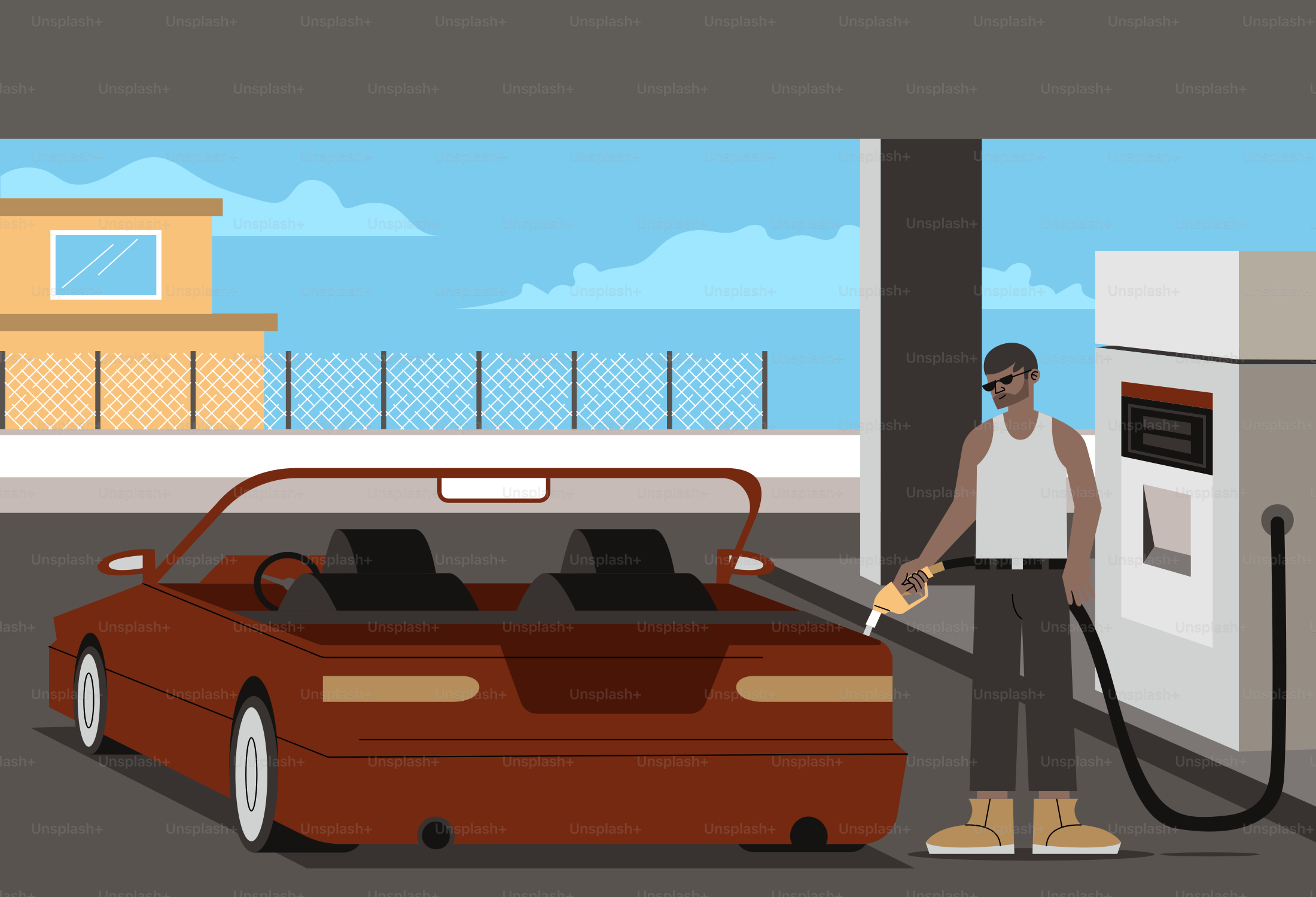 Man pumping gas into a convertible car vector – Travel Image on Unsplash