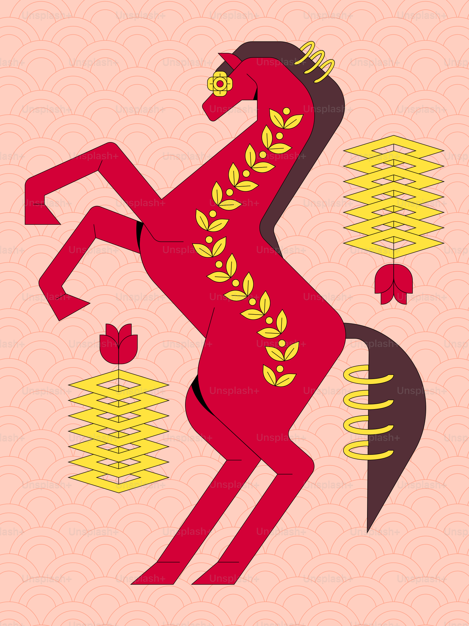 Stylized red horse with sun symbol and text. vector – Art Image on Unsplash