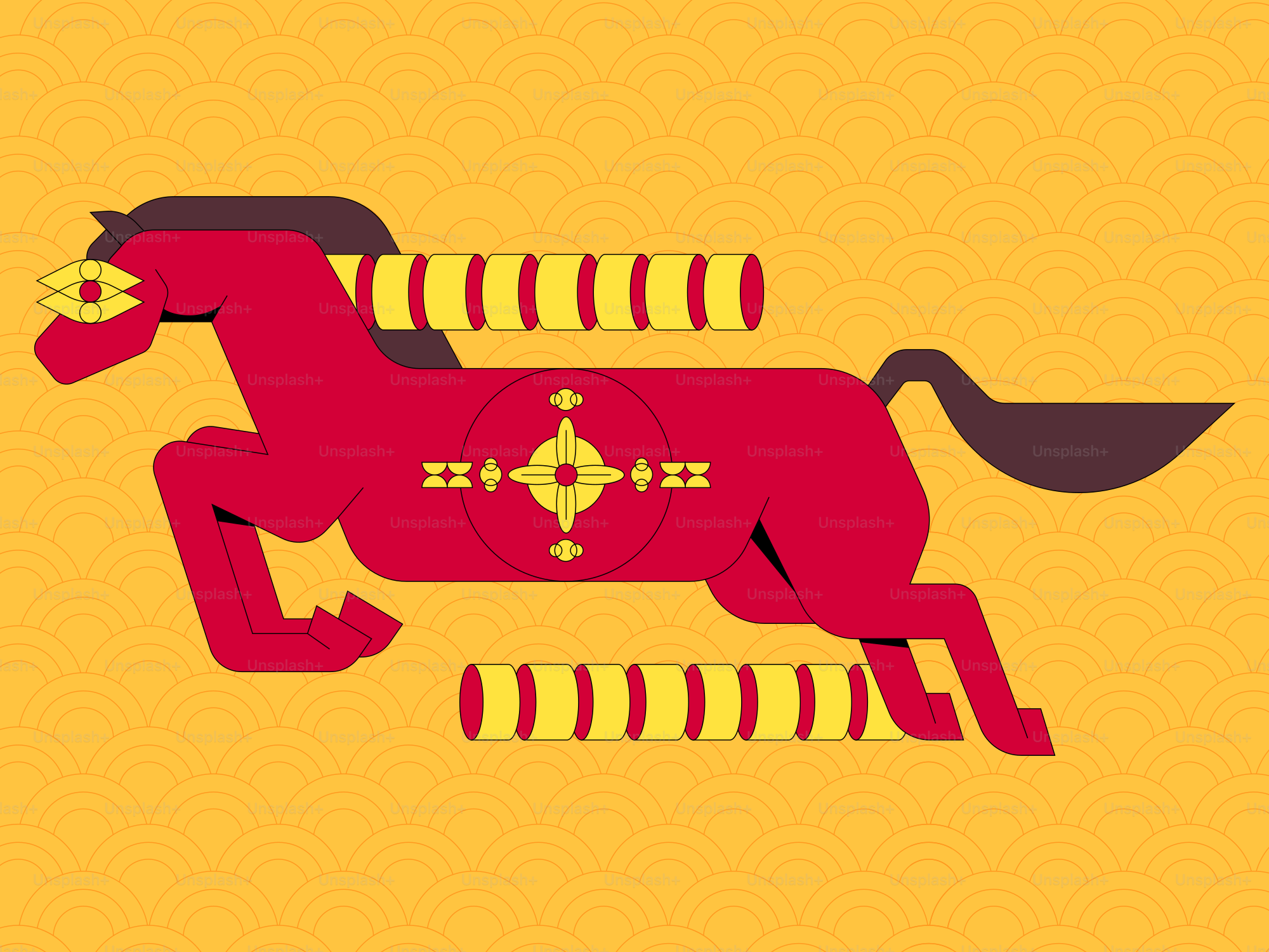 Stylized red horse with sun symbol and text. vector – Art Image on Unsplash