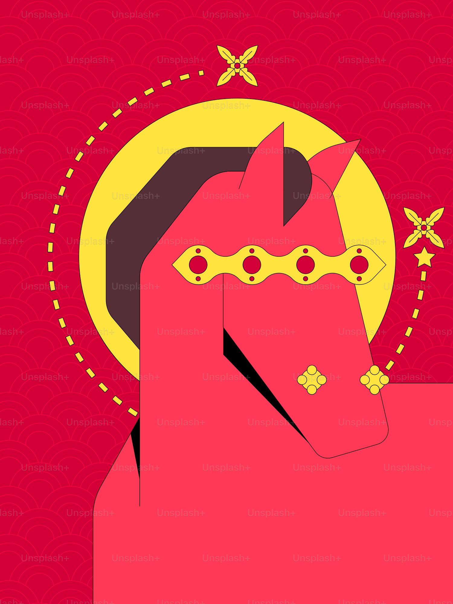 Stylized red horse with sun symbol and text. vector – Art Image on Unsplash