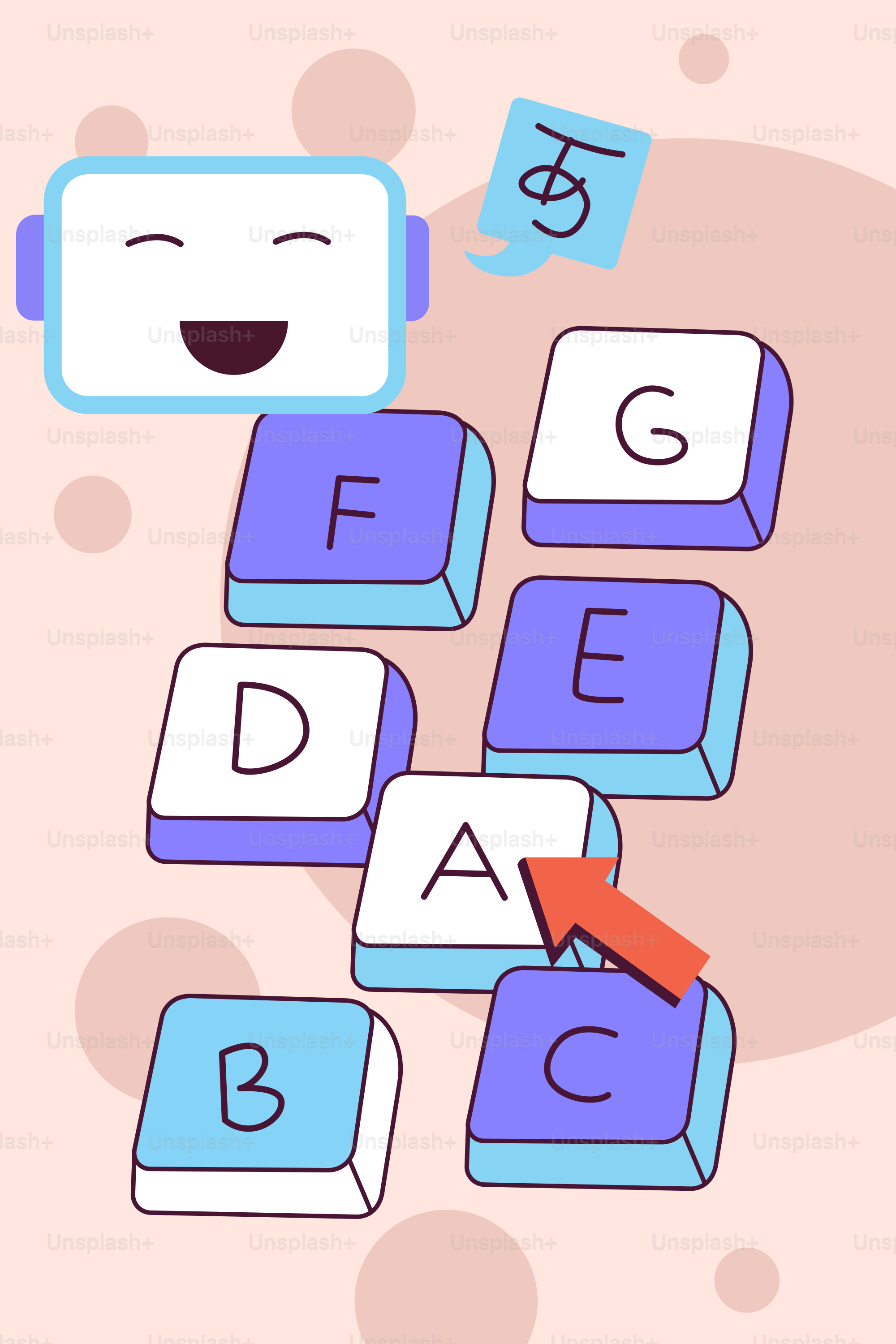 Cartoon robot with keyboard keys and speech bubble vector – Technology ...