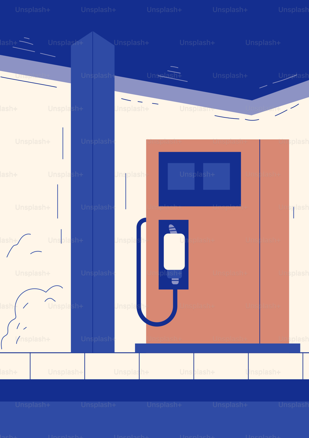 Gas pump station with blue and cream colors vector – Abstract Image on ...