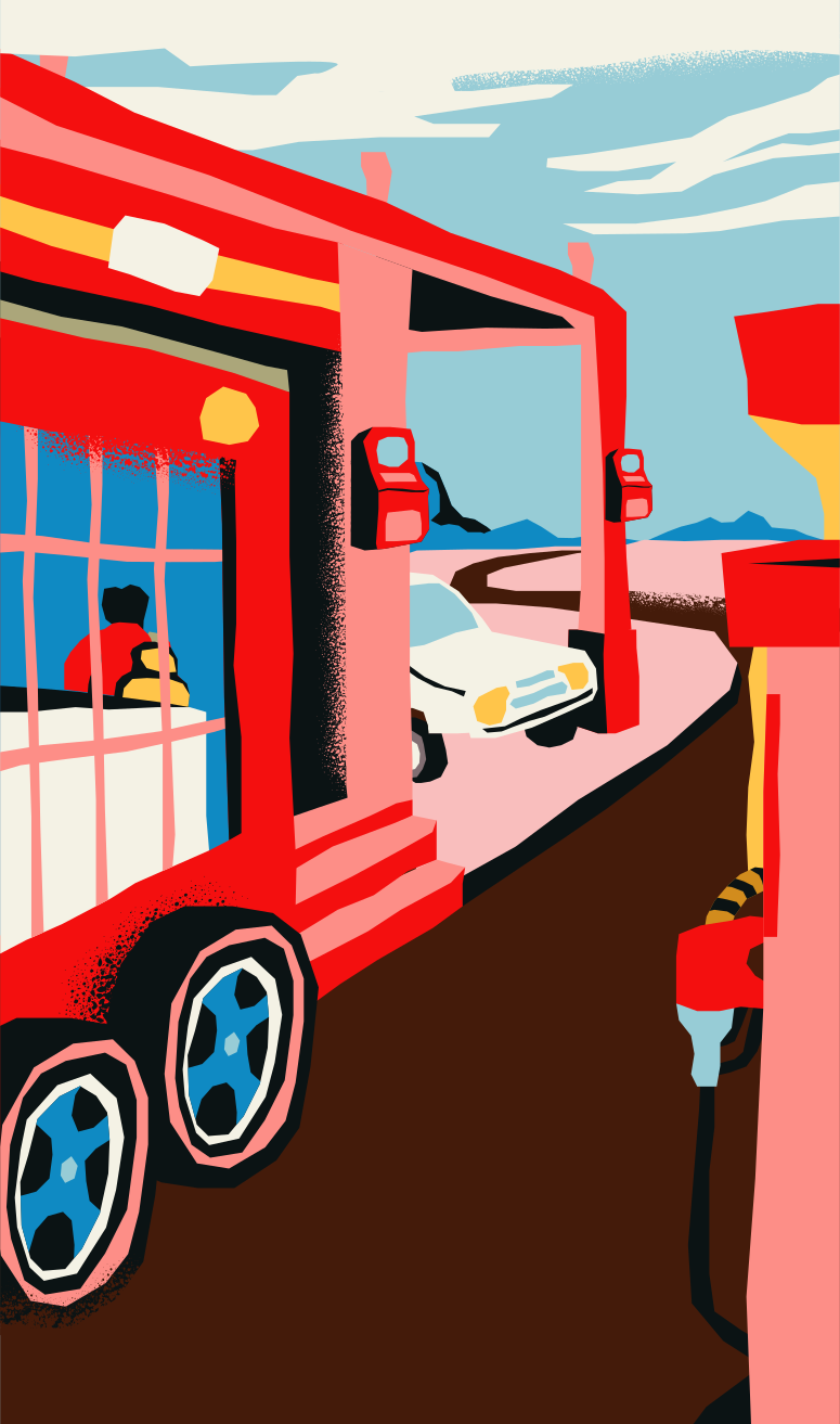 Gas station with a car and a red building. vector – Car Image on Unsplash