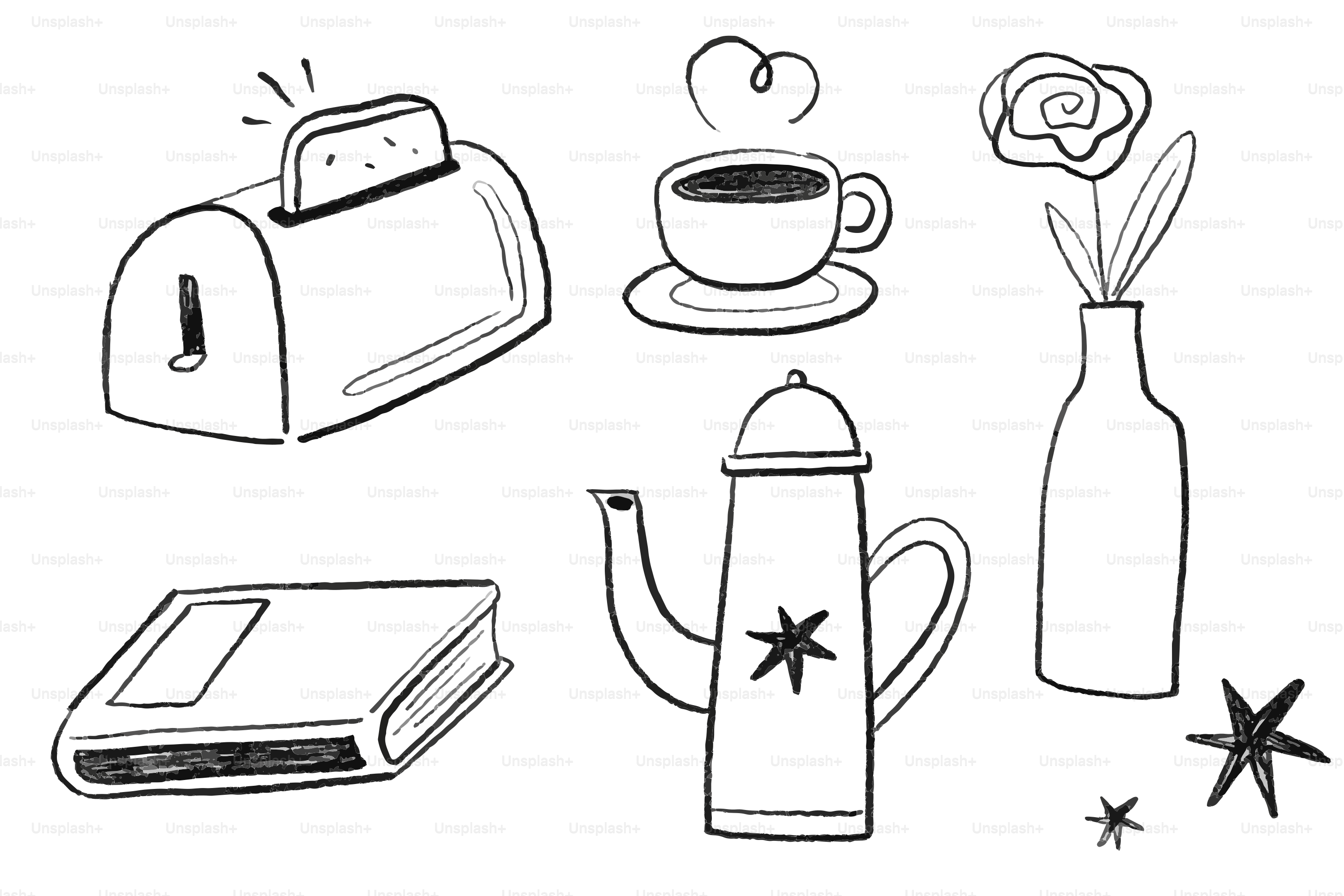 A sketch of a bouquet of tulips with stars. vector – Flower Image on ...