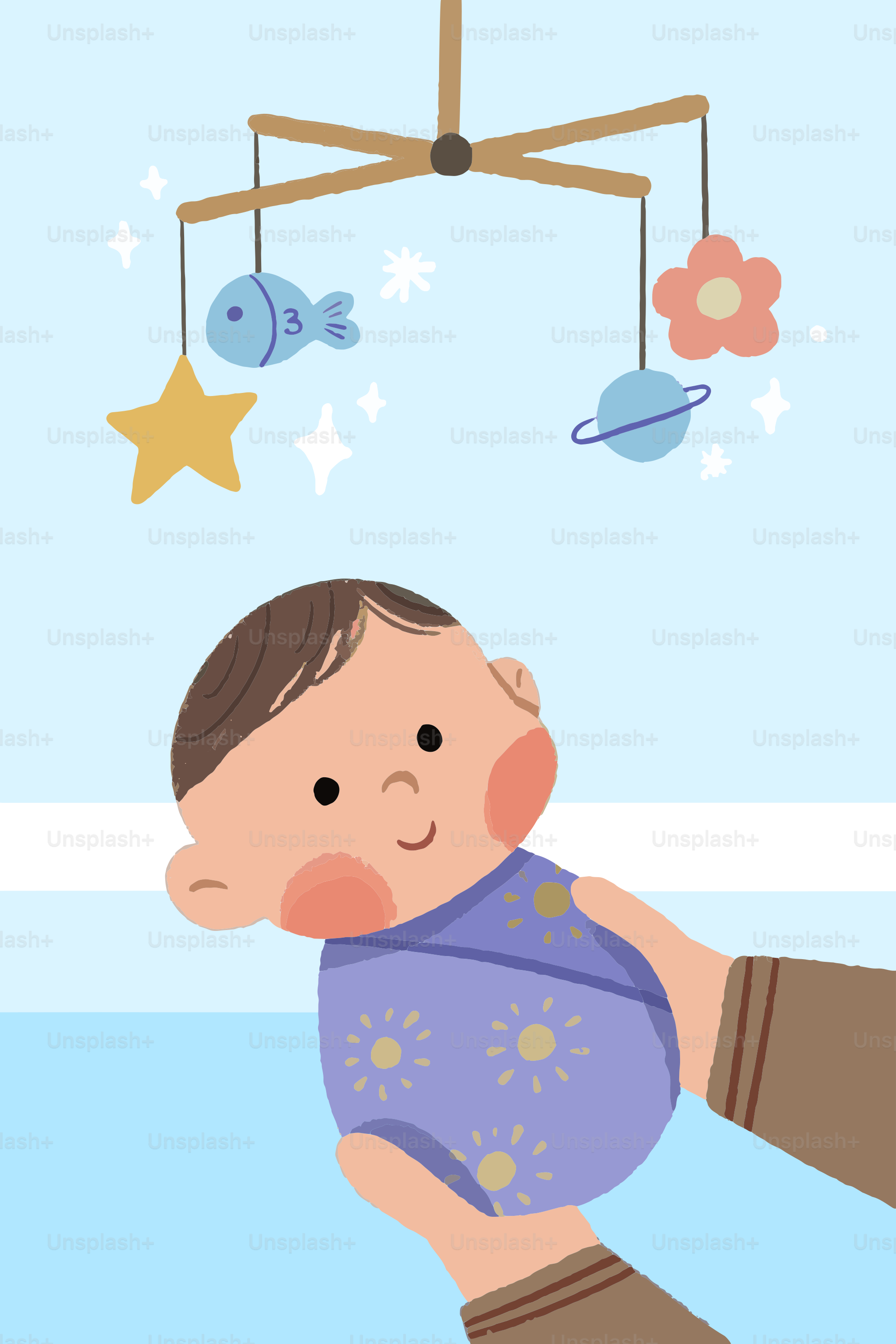 Vektor Bayi dipegang ke arah ponsel dengan mainan – Gambar Bunga di ...