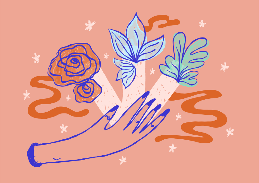 Vektor Tangan meraih bunga dan daun bergaya. – Gambar Bunga di Unsplash