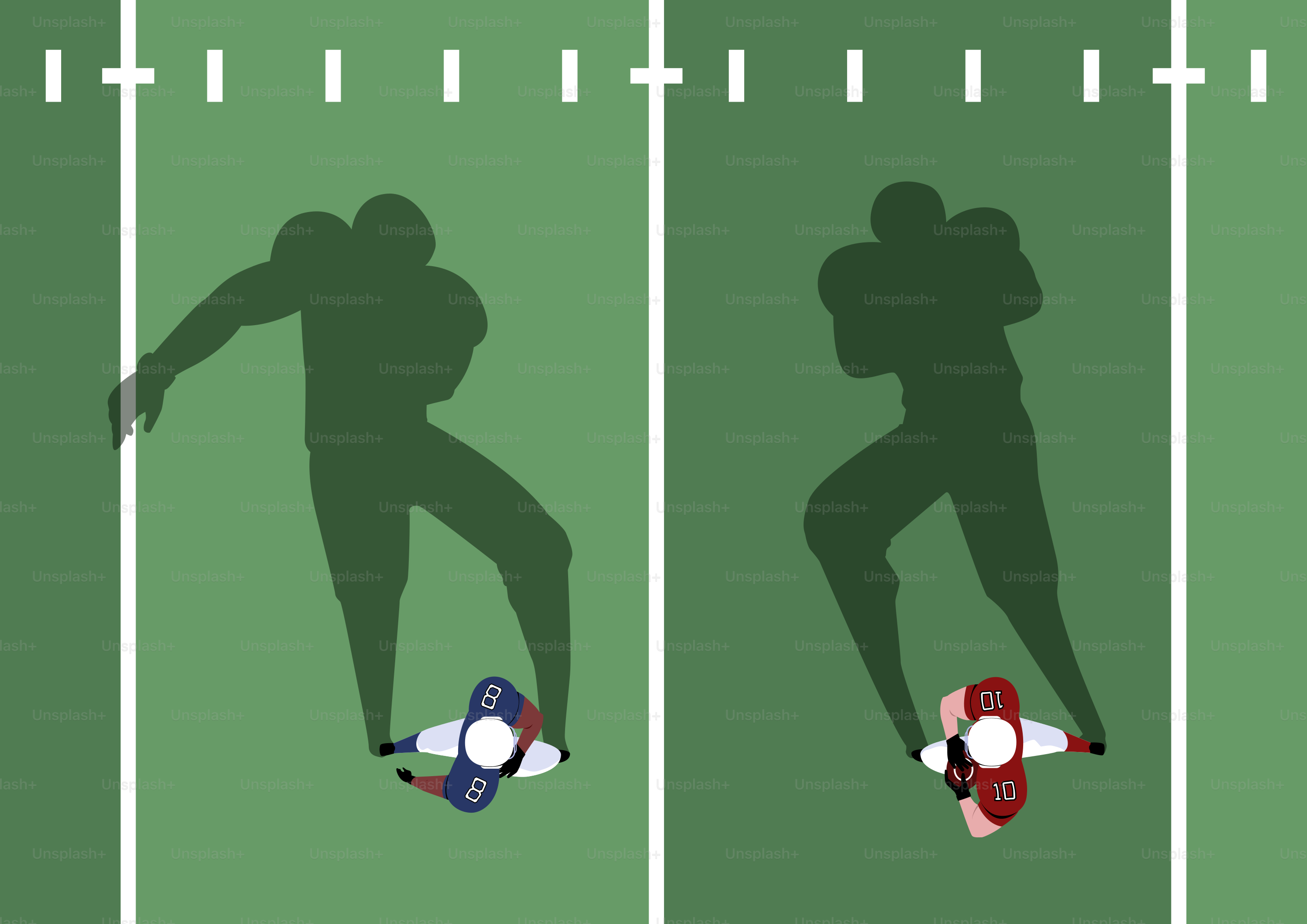 Two football players casting shadows on field. vector – Sport Image on ...