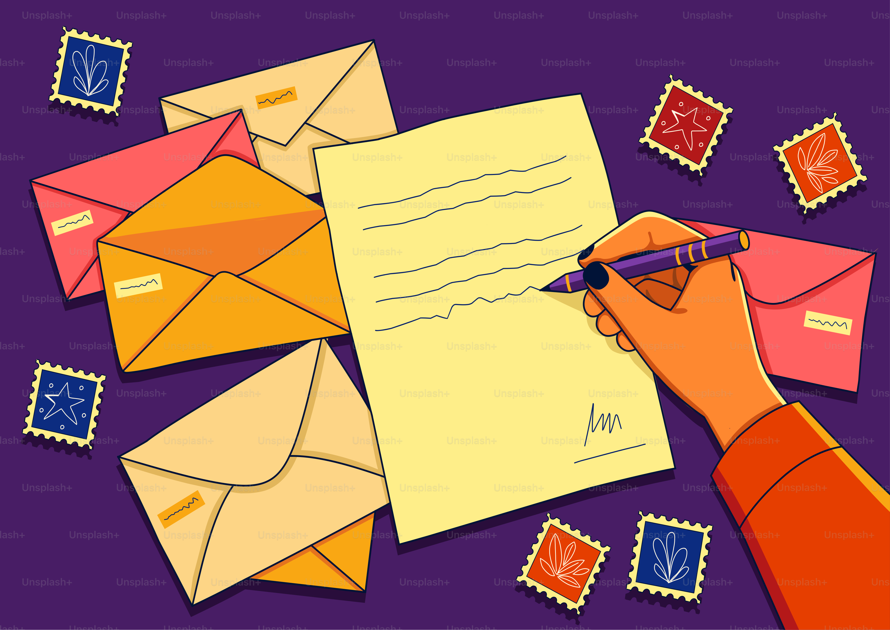 Vektor Amplop terbuka dengan surat dan pena – Gambar Kertas di Unsplash