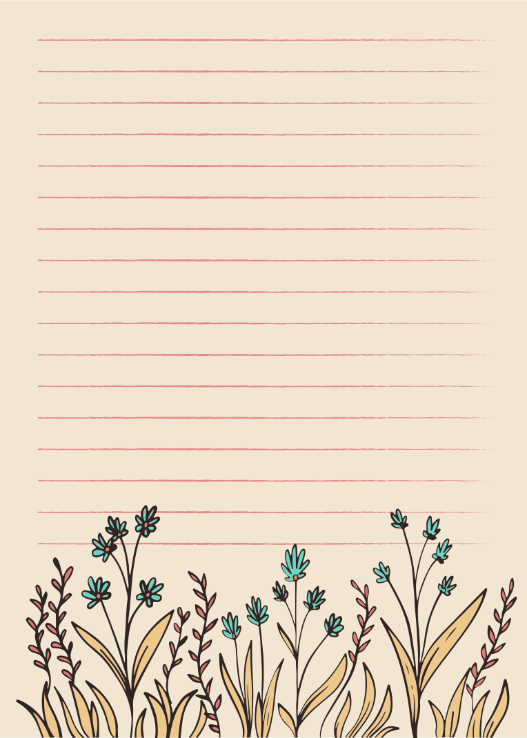 Lined paper with a floral border at the bottom vector – Illustration ...