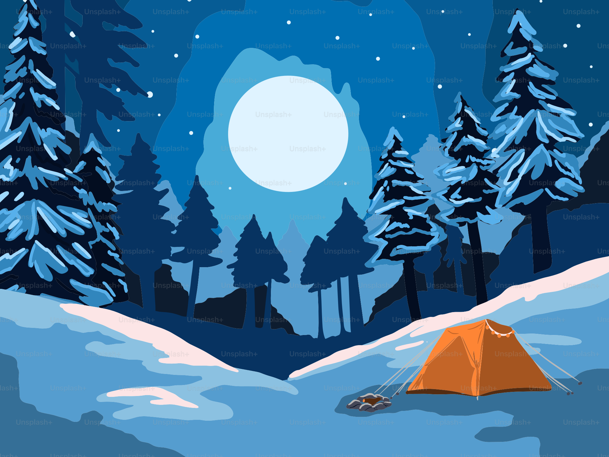 Vektor Aurora borealis di atas pegunungan dan air reflektif – Gambar ...