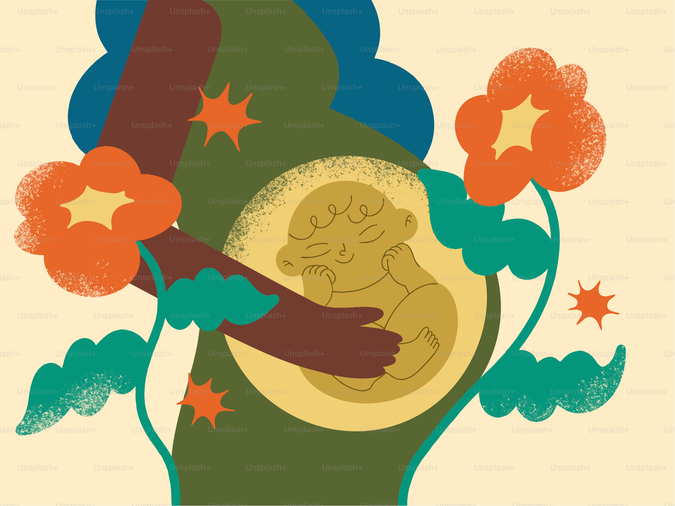 Vektor Perut hamil dengan janin dan bunga – Gambar Keluarga di Unsplash