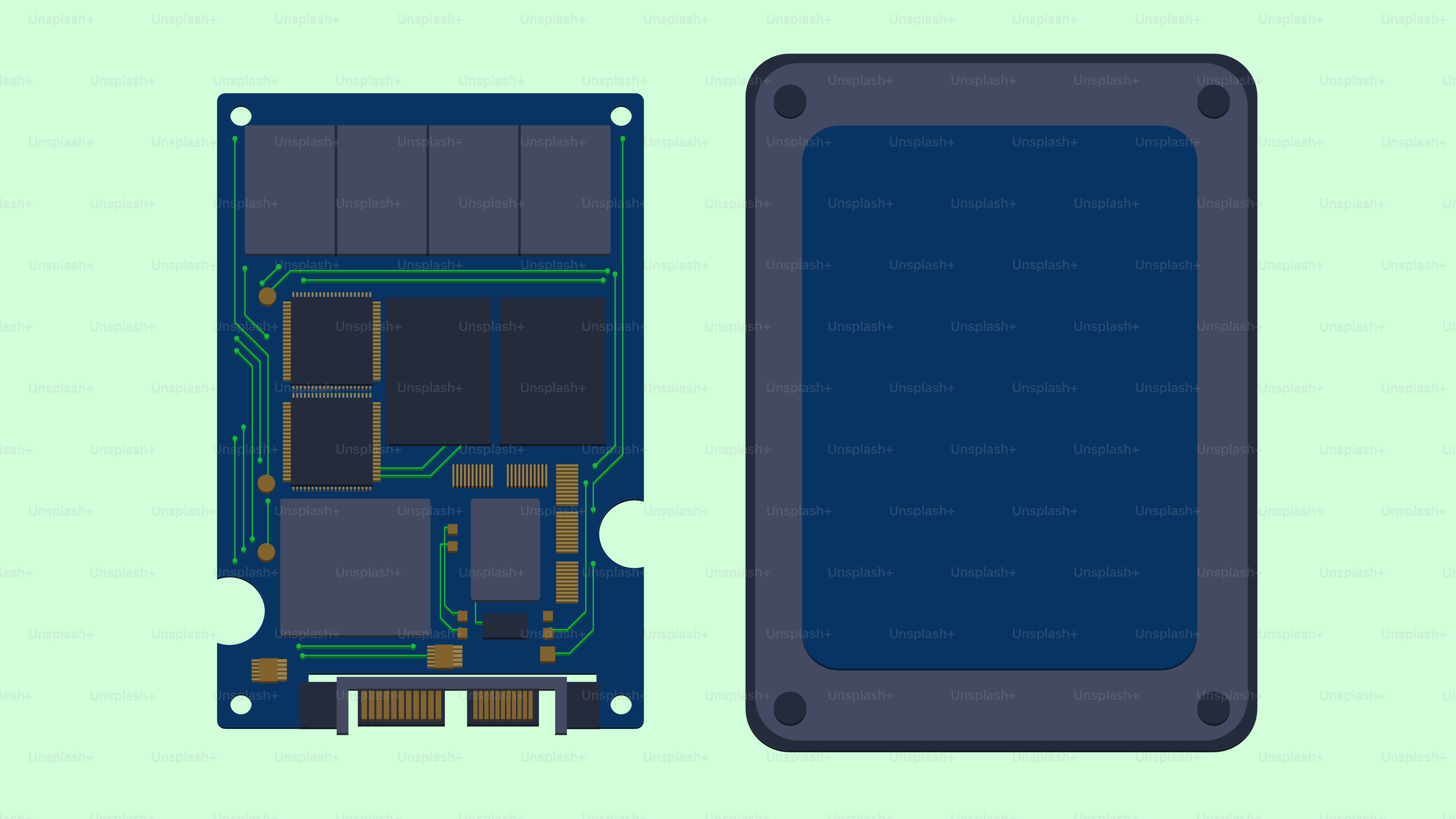 Vektor Dua papan sirkuit komputer dengan latar belakang abu-abu ...
