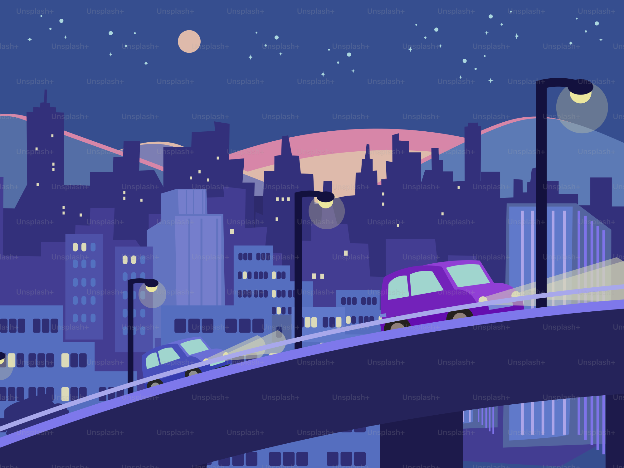 Vektor Mobil melaju di jalan raya di malam hari. – Gambar Mobil di Unsplash