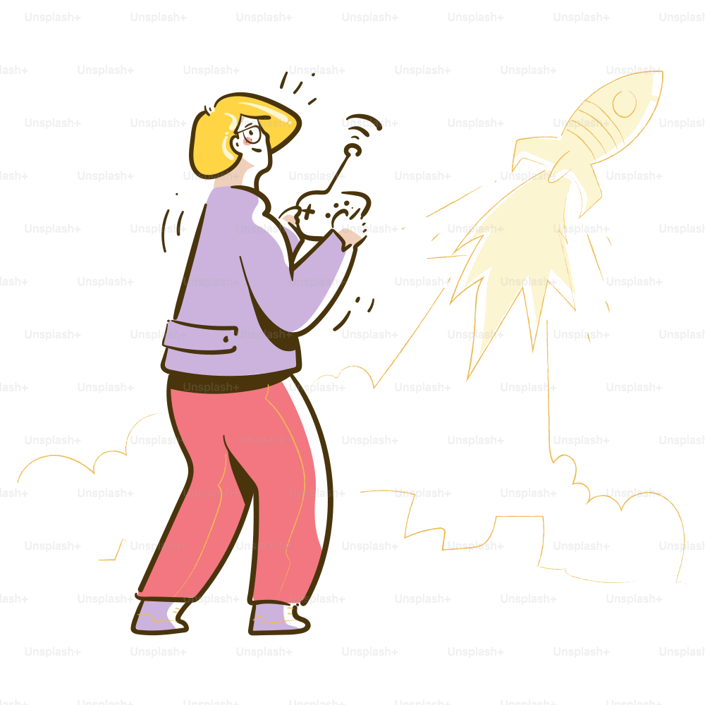 Vektor Orang yang mengendalikan roket dengan remote control – Gambar ...