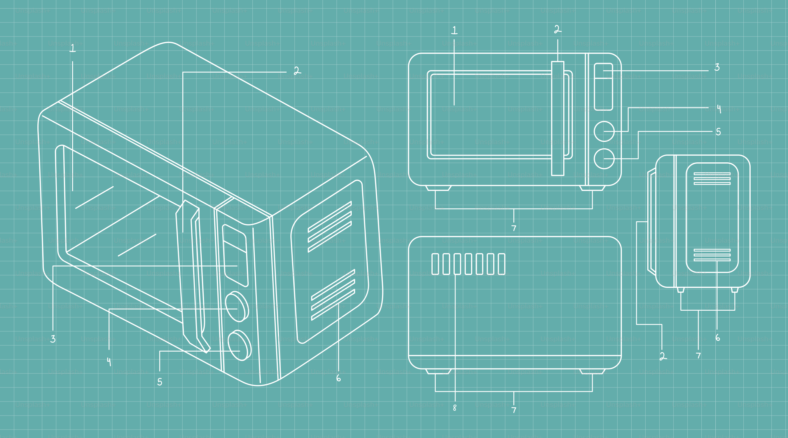 Vektor Cetak biru desain oven microwave modern – Gambar Arsitektur di ...