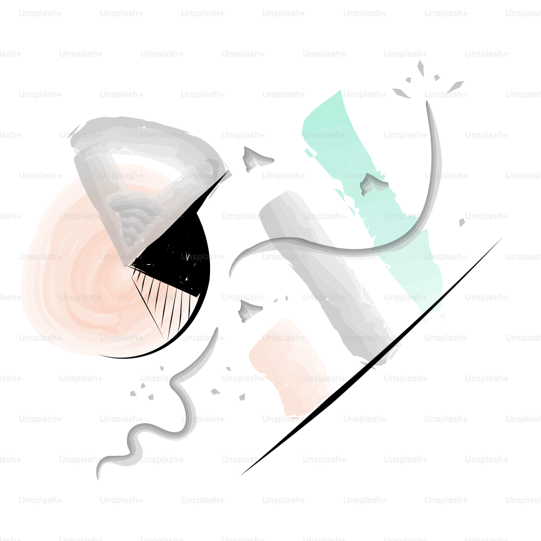 Abstract wolf head with lightning and watercolor splashes. vector ...