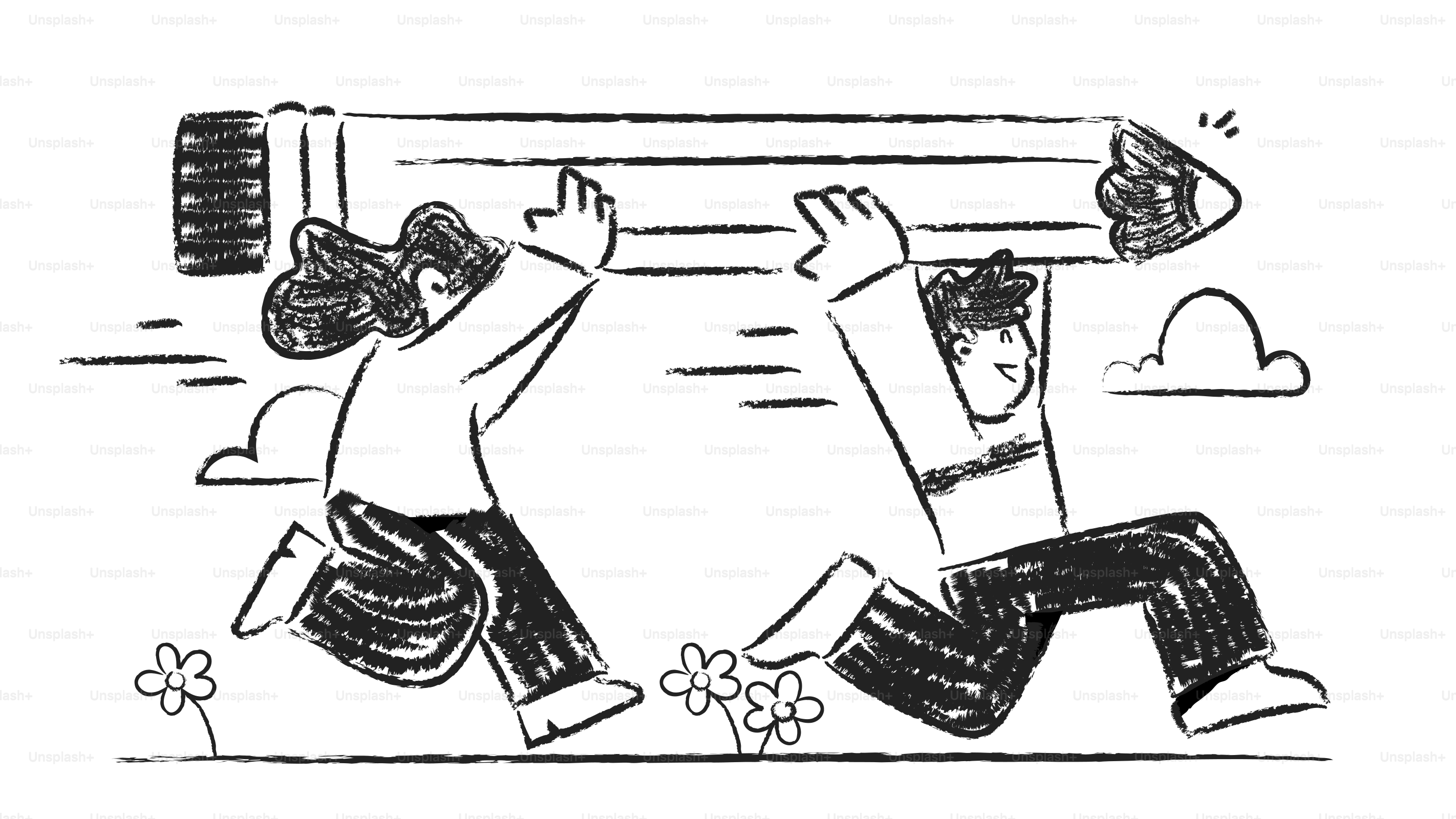Vektor Orang yang bermain skateboard di antara bunga dan awan – Gambar ...
