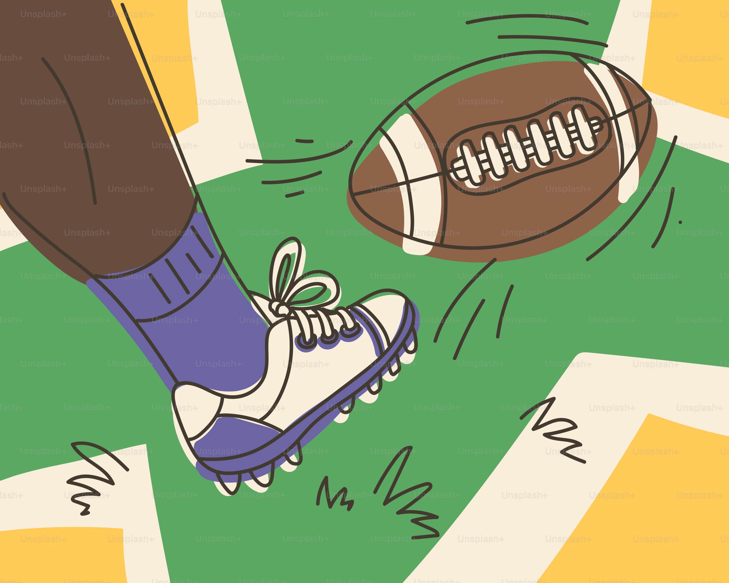 A football player kicks a football on the field vector – Football Image ...