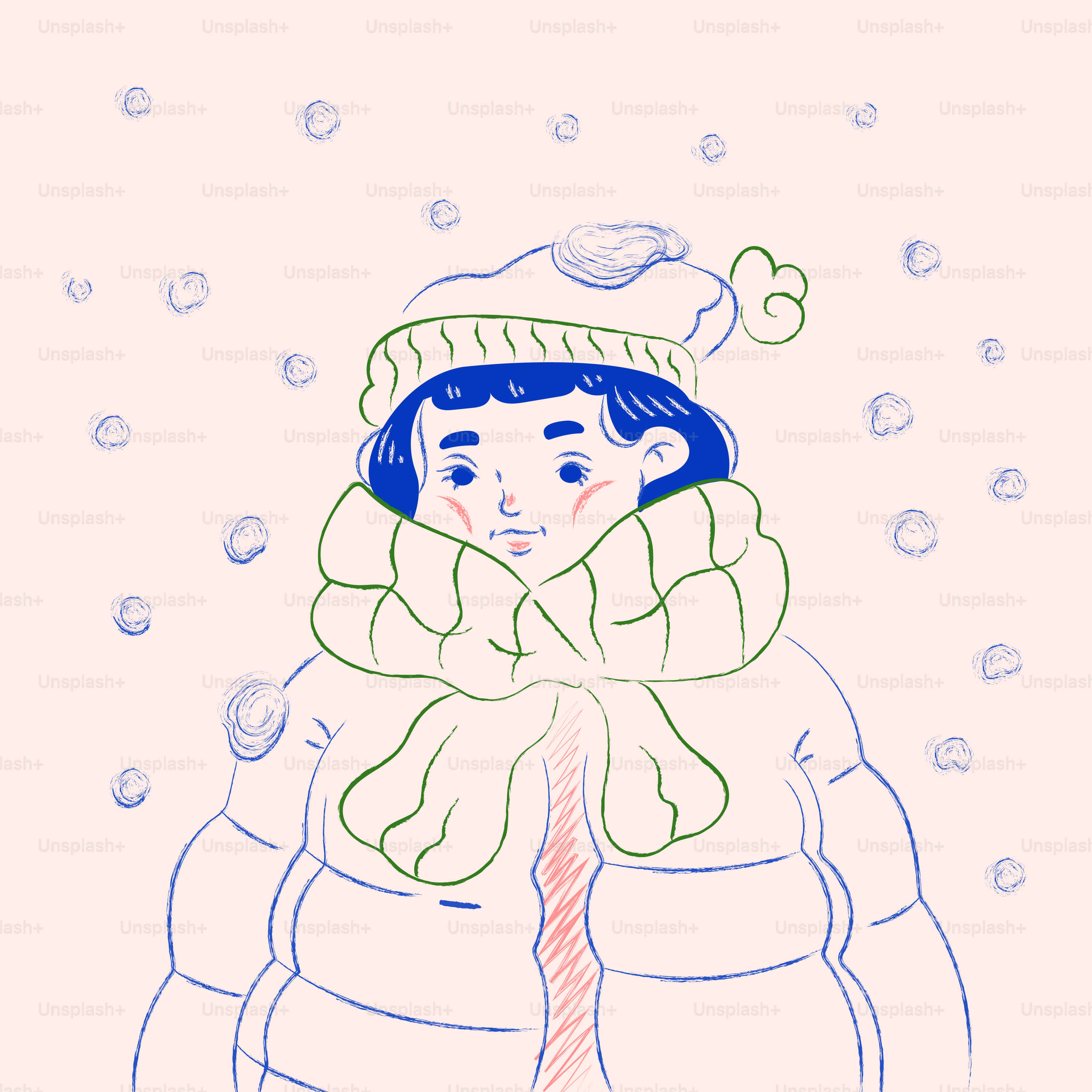 Vektor Seseorang mengenakan mantel dan syal musim dingin. – Gambar ...