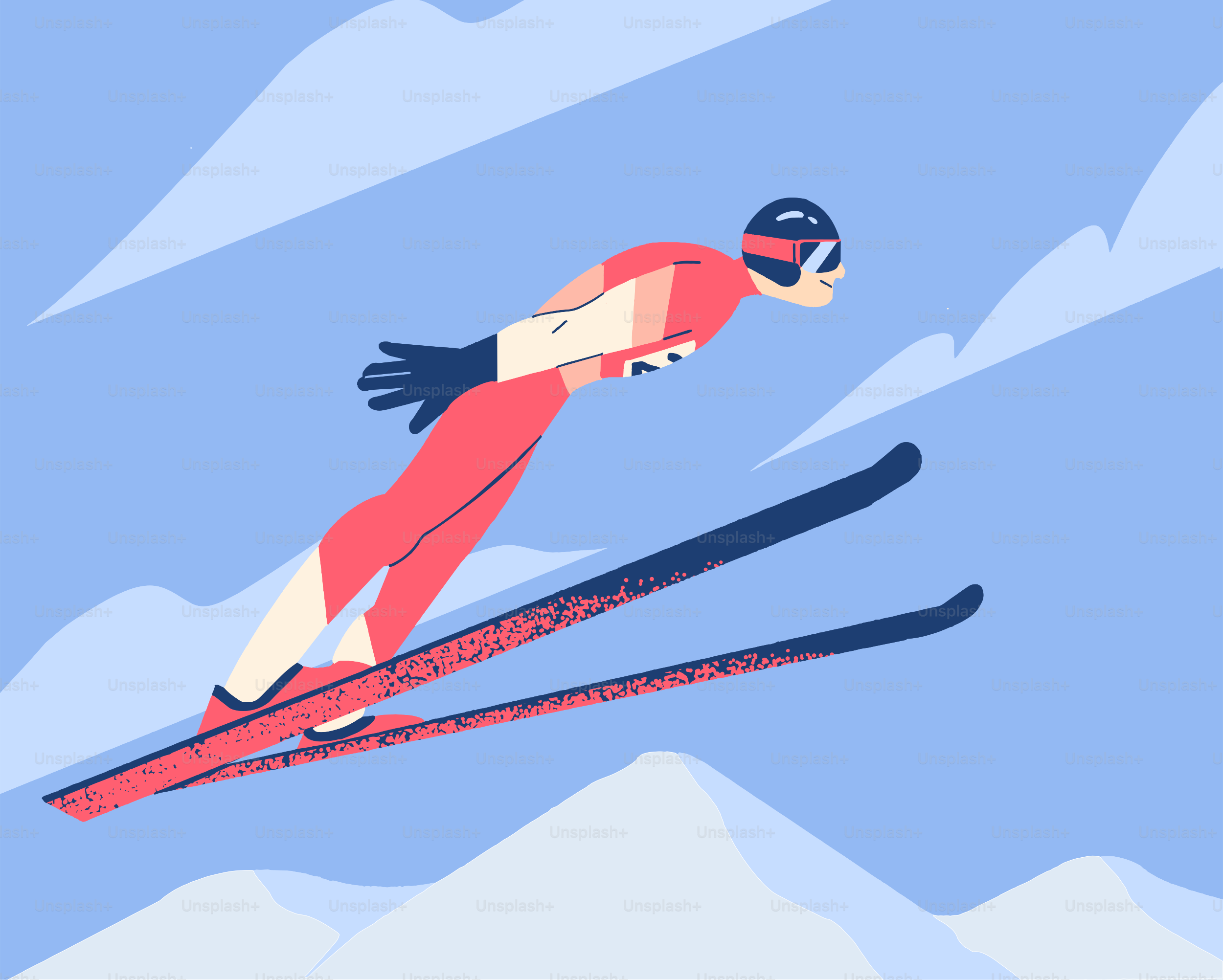 A ski jumper in mid-air during a competition. vector – Winter Image on ...