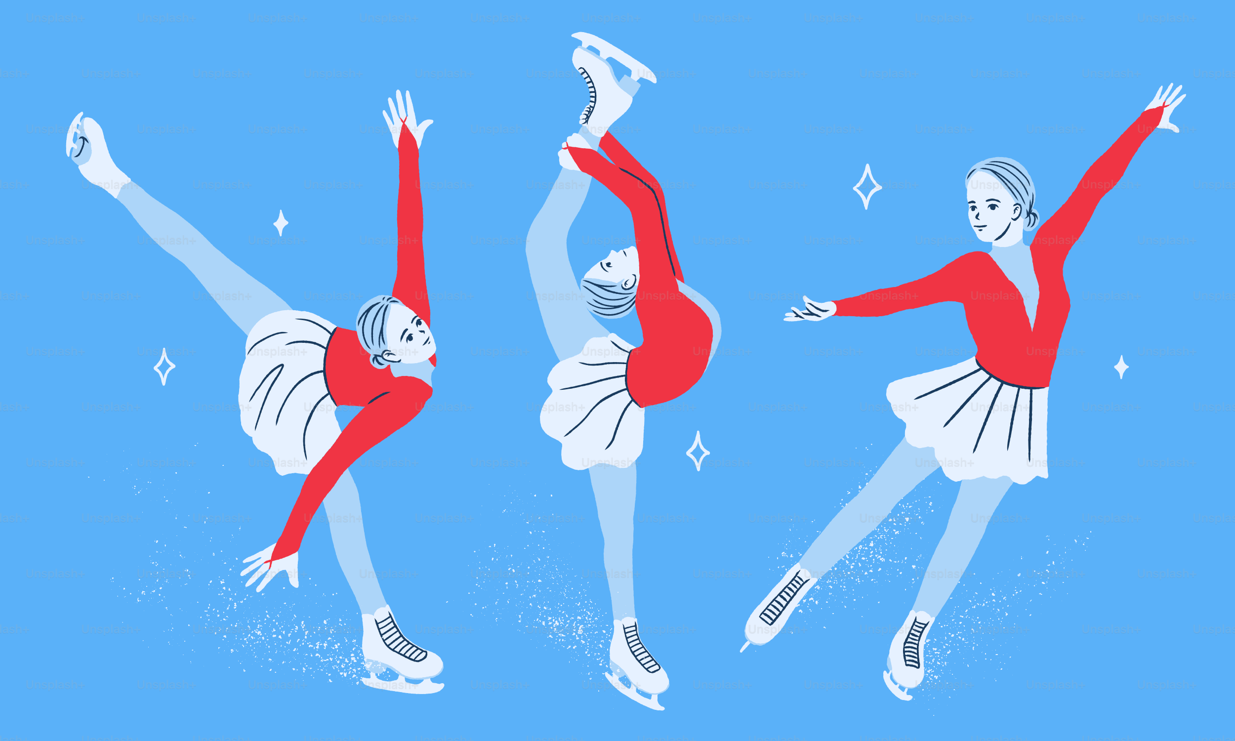 Figure skater performing various poses on ice. vector – Winter Image on ...