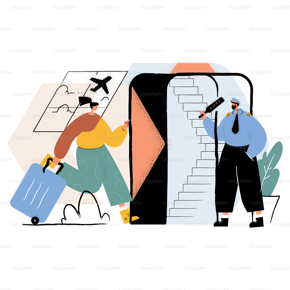 O viajante com a mala passa pelo scanner de segurança do aeroporto ...