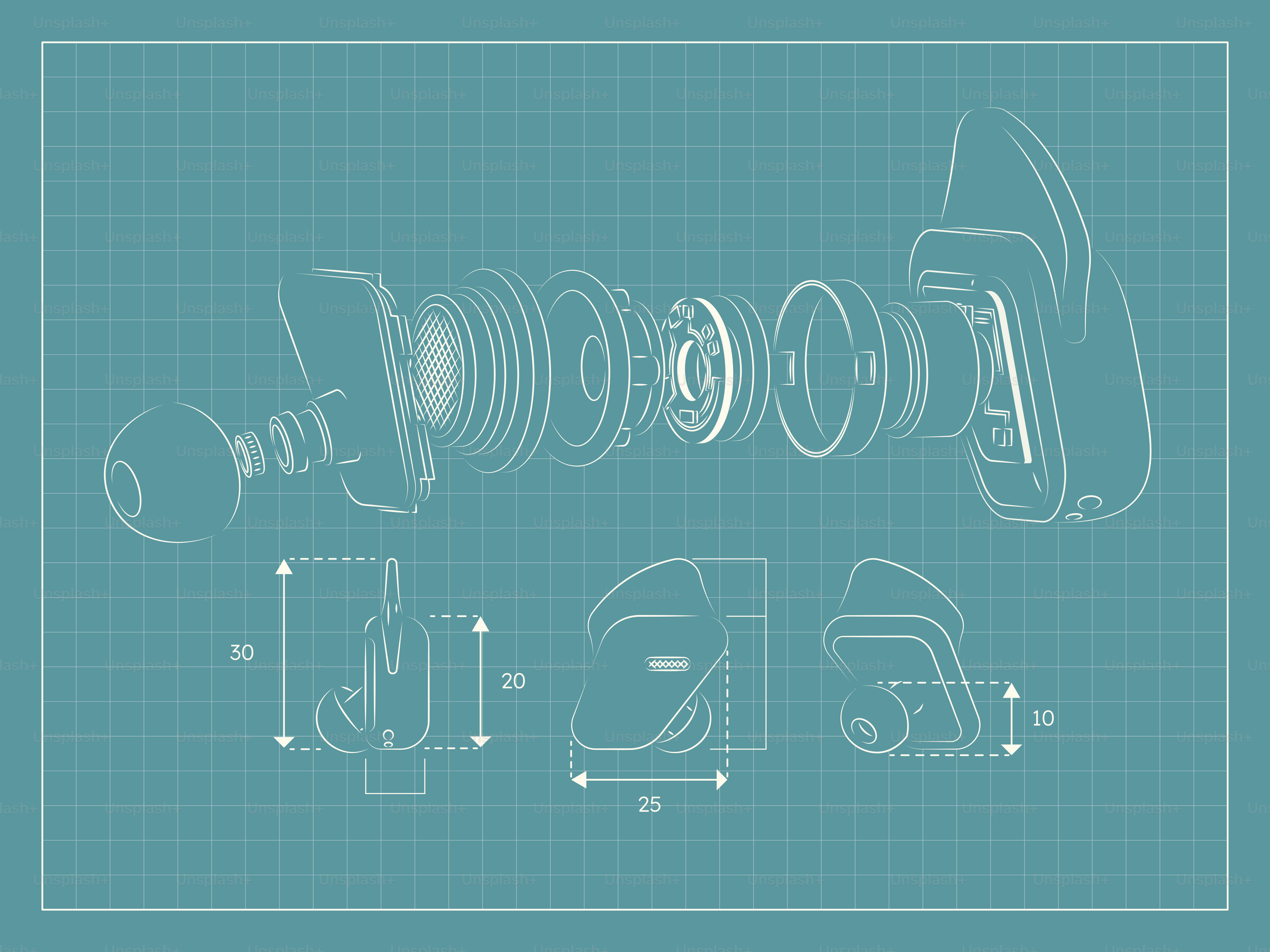 Exploded view blueprint of a mechanical device vector – Blueprint Image ...