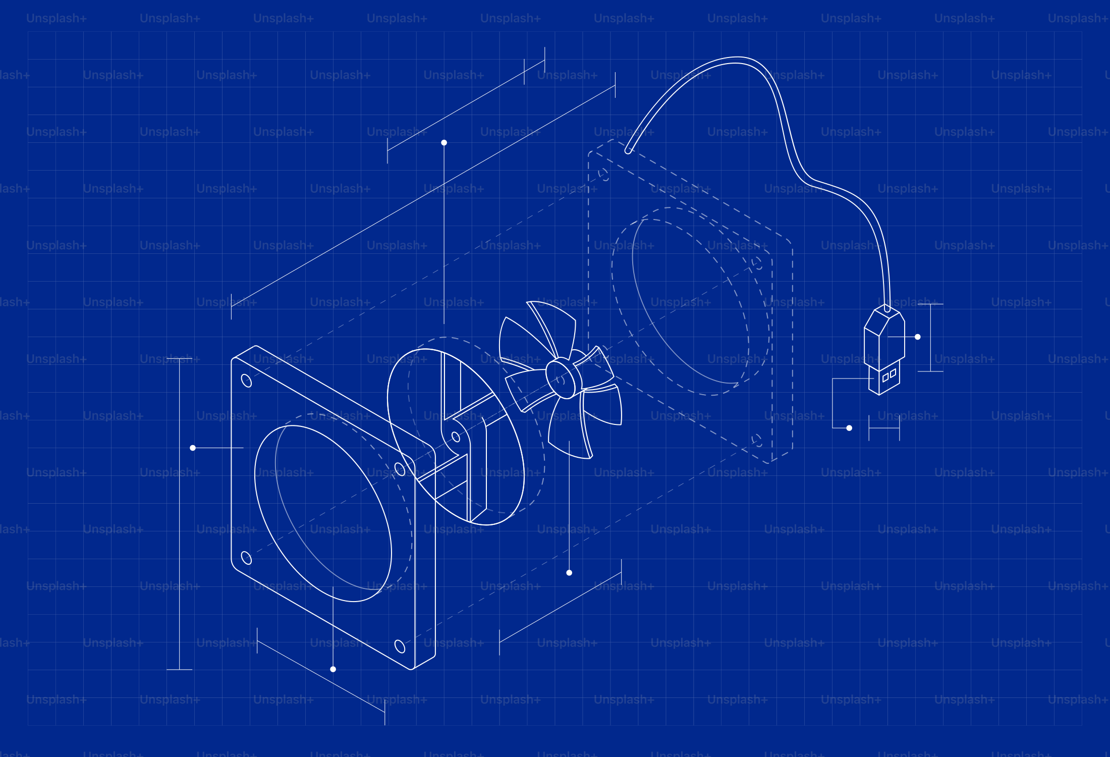 Exploded view blueprint of a cooling fan vector – Technology Image on ...