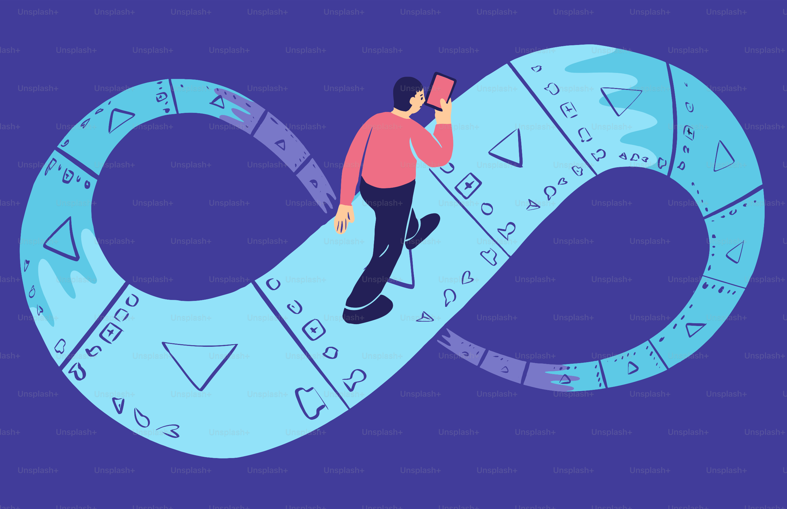 Person walking on an infinity symbol path vector – Illustration Image ...