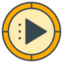 Vektor A play button icon within a target circle. – Gambar Video di ...