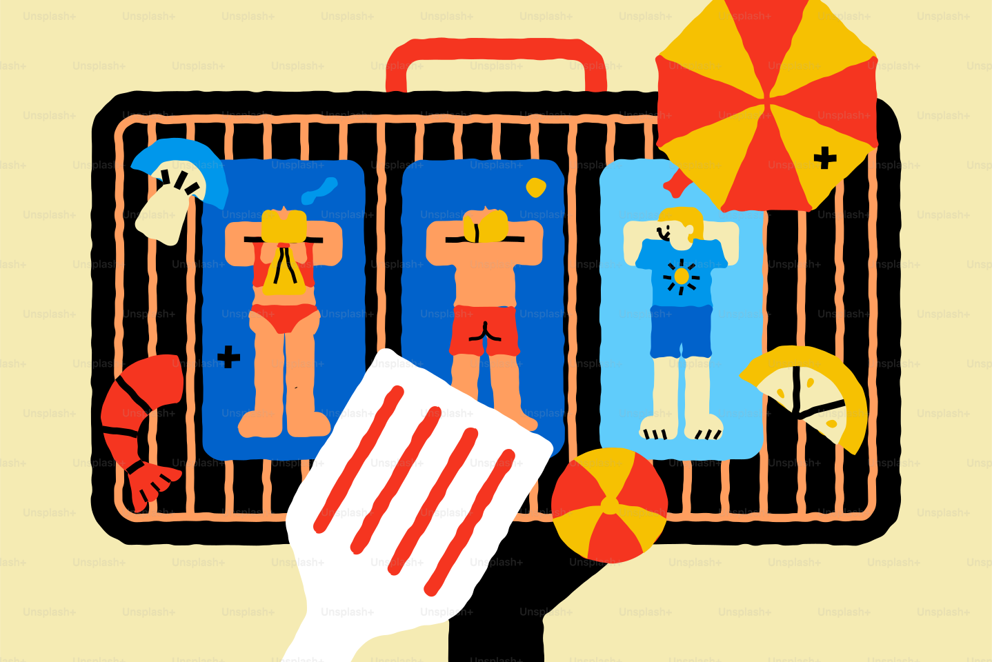 Summertime relaxation with sandwich, lemonade, and rubber duck vector ...
