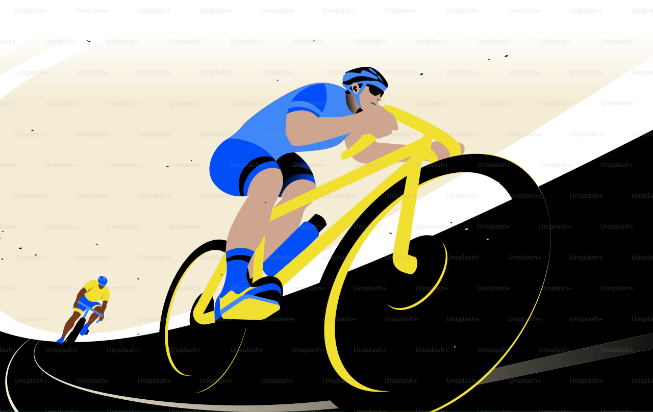 Competitive cyclists racing on yellow bicycles vector – Road Image on ...